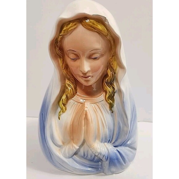 Relpo | Art | Vintage Relpo 6355 Virgin Mary Madonna Planter In Blue ...